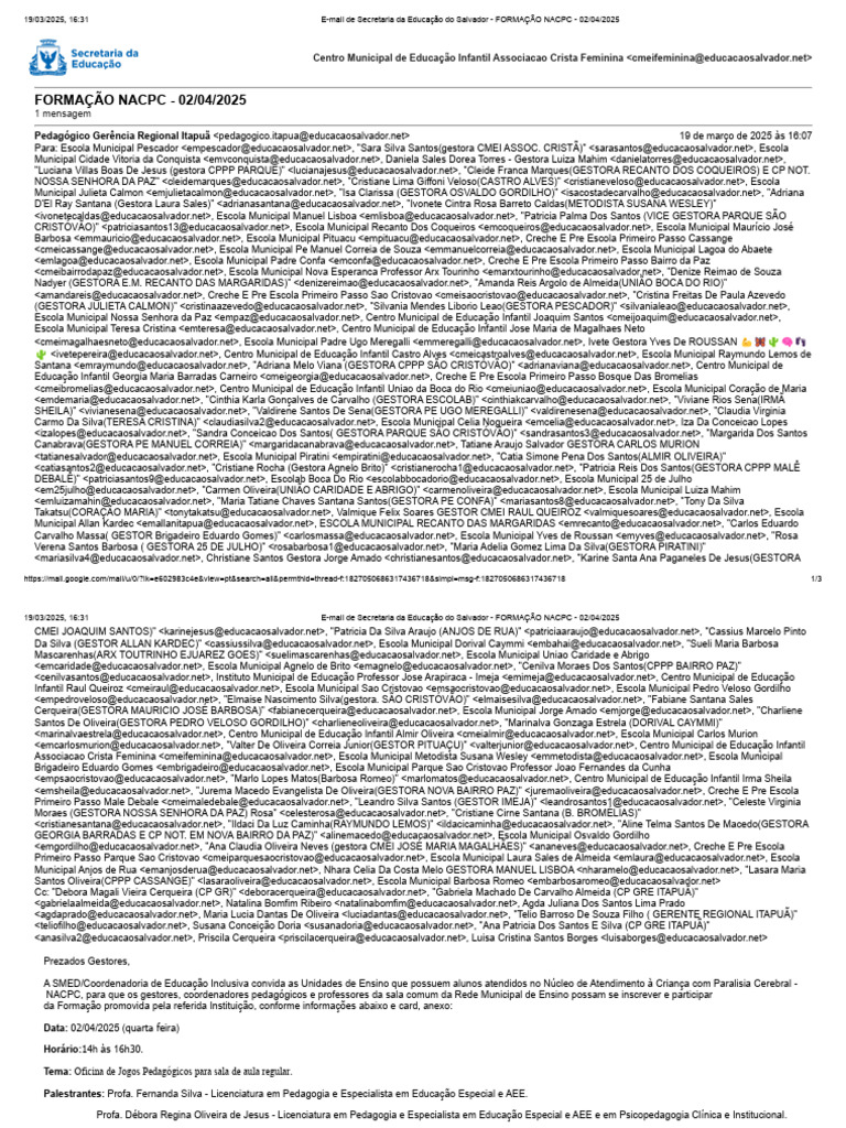Formação NACPC em Salvador - 02/04/2025 | PDF | Educação Especial ...