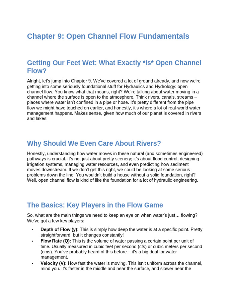 Open Channel Flow Basics Explained | PDF | Classical Mechanics | Earth ...