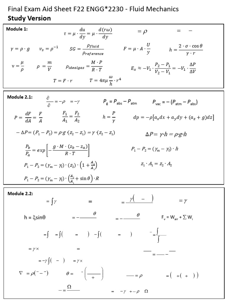 Aid Sheet Final Exam Fall2022 Study Version | PDF