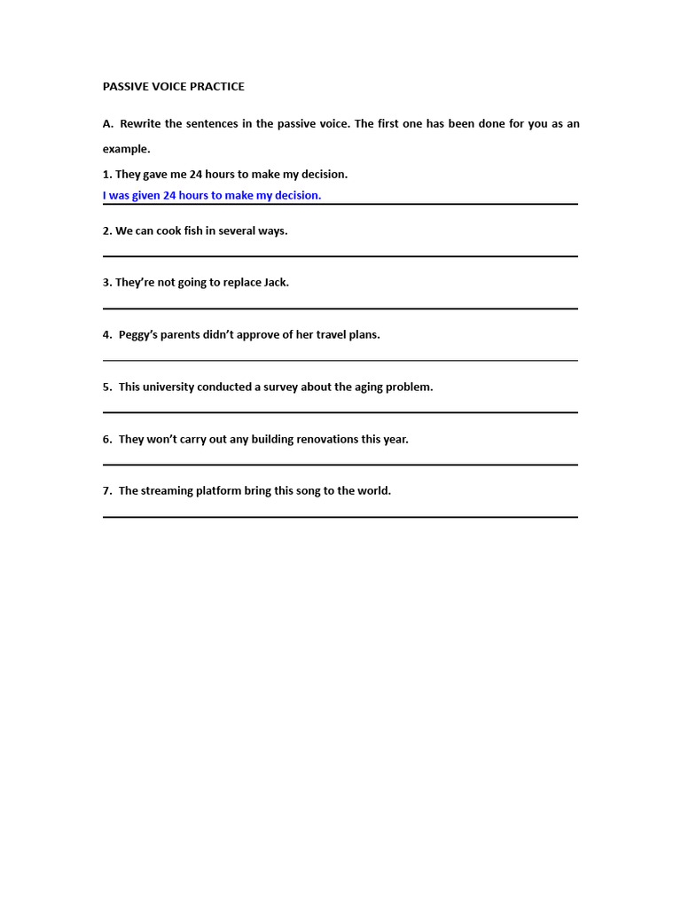 Passive Voice Sentence Exercises | PDF