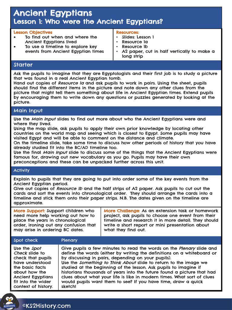 Ancient Egyptians Lesson 1 | PDF | Ancient Egypt | Pharaoh