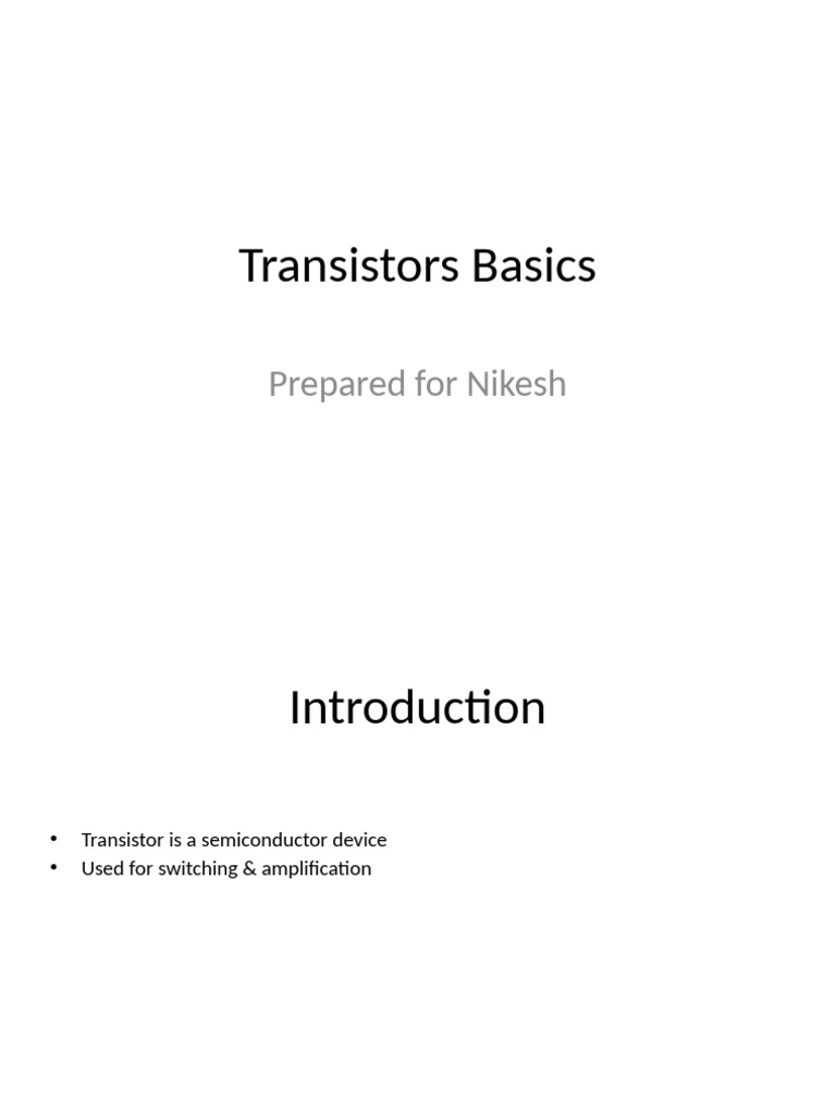 Transistors Basics | PDF