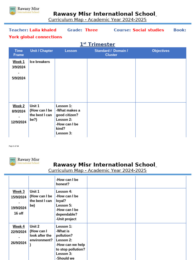 2024-2025 Grade 3 Social Studies Curriculum | PDF | Earth Sciences ...