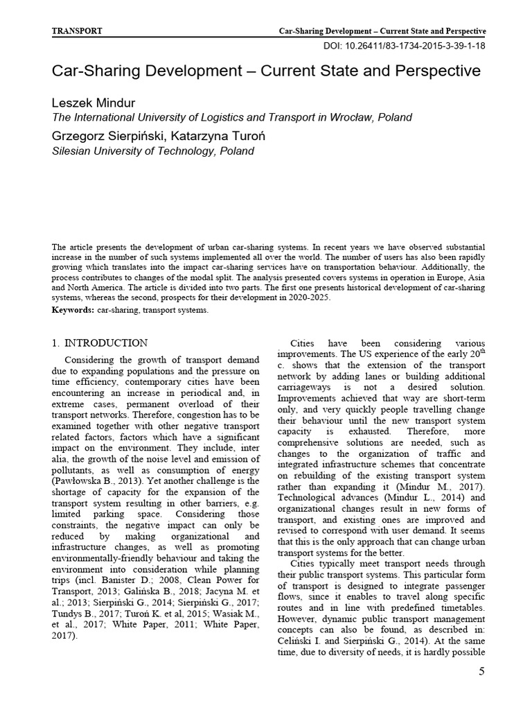 Car-Sharing Systems: Current Trends & Future | PDF | Transport | Economies
