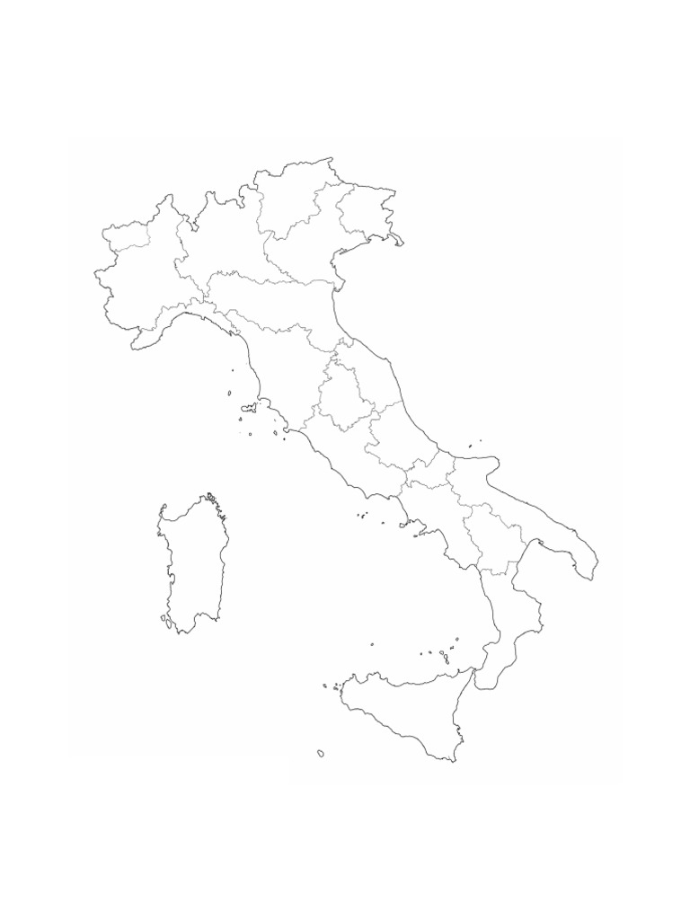 Mapa de Italia en Blanco y Negro | PDF
