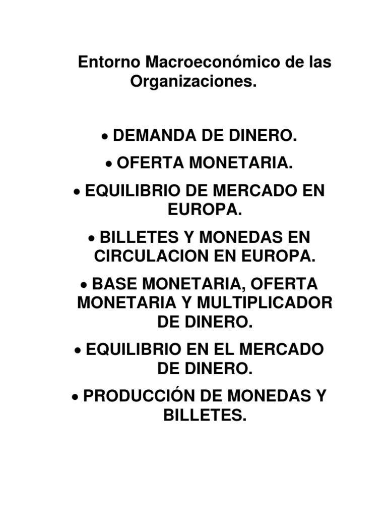 Demanda de Dinero, Oferta Monetaria y Equilibrio de Mercado en Europa ...