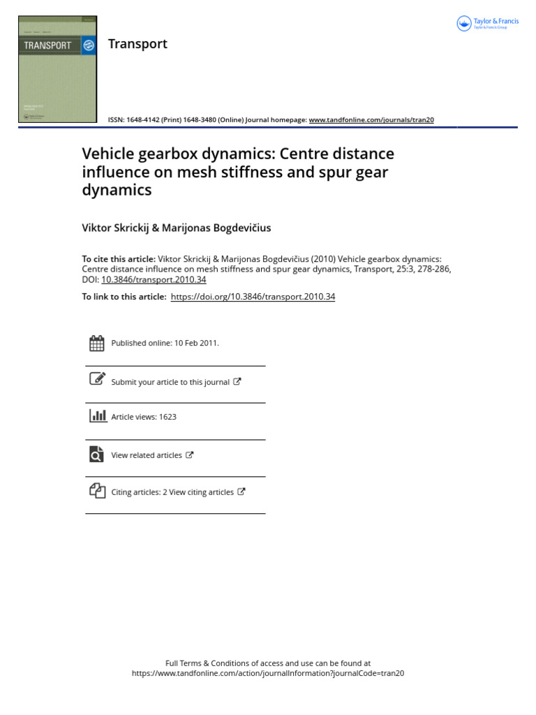 Gearbox Dynamics: Centre Distance Impact | PDF | Gear | Stiffness