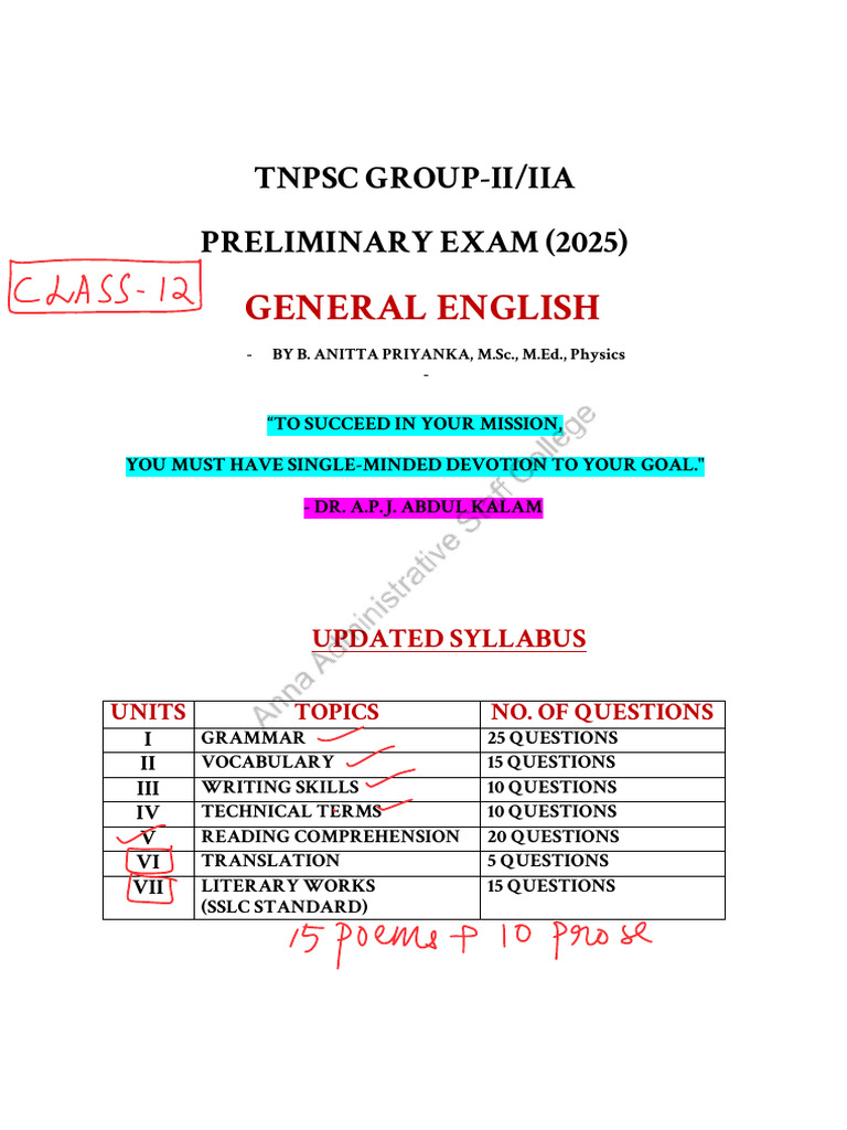 Class 12 - Unit V (Reading Comprehension) Part 1 - Watermark | PDF ...