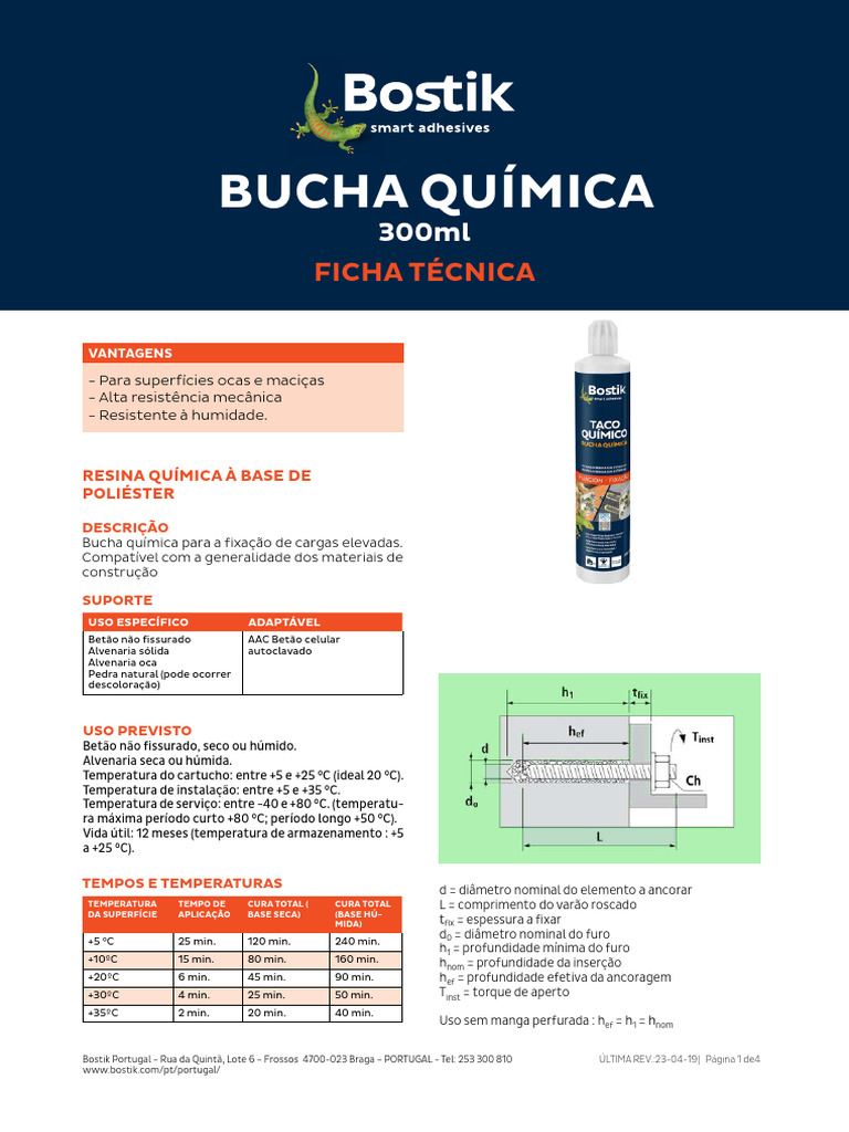 Ficha Técnica - Bucha Química Bostik | PDF | Materiais de construção ...