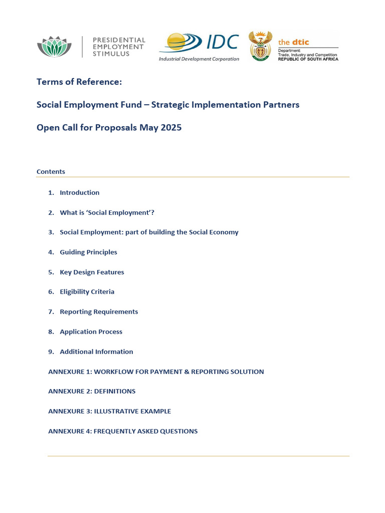 Terms of Reference Strategic Implementing Partners Open Call 2025 | PDF ...