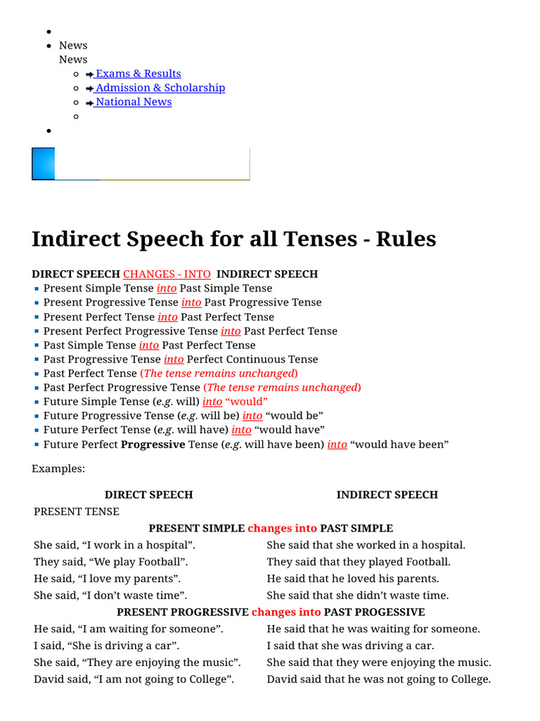 Indirect Speech: Past Perfect Rules | PDF | Grammatical Tense | Semantics