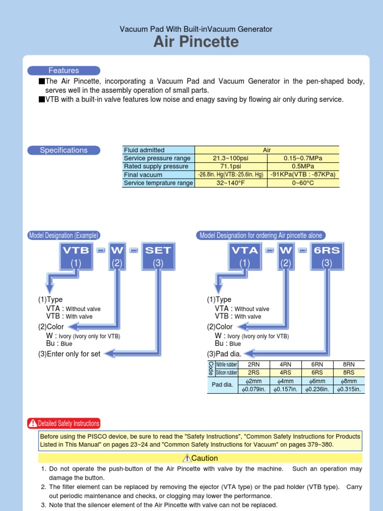 PISCO Air Pincette | PDF | Vacuum | Valve