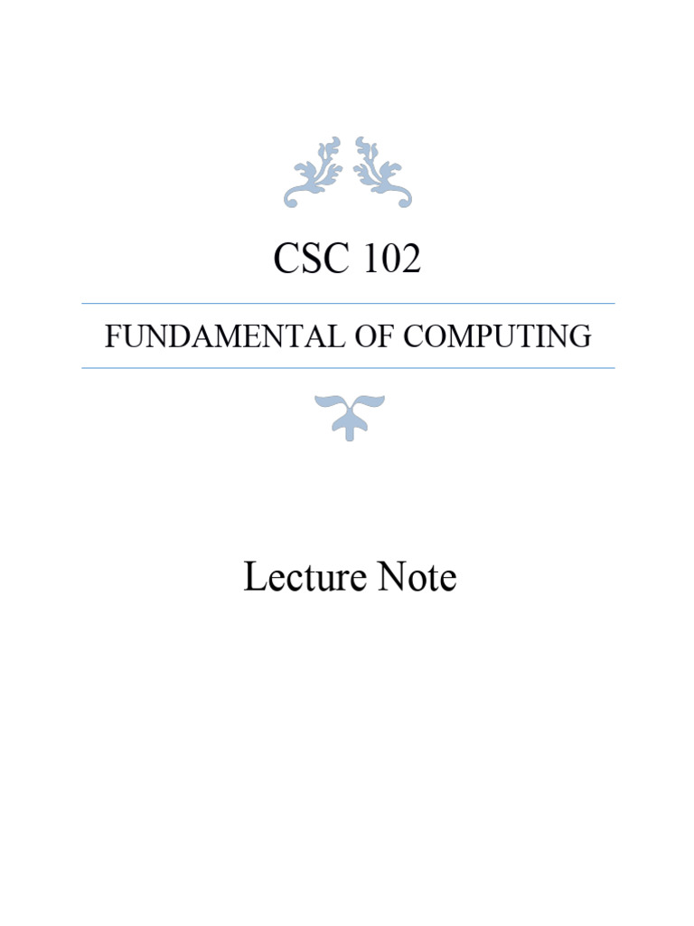 CSC 102 Note | PDF | Microsoft Word | Window (Computing)