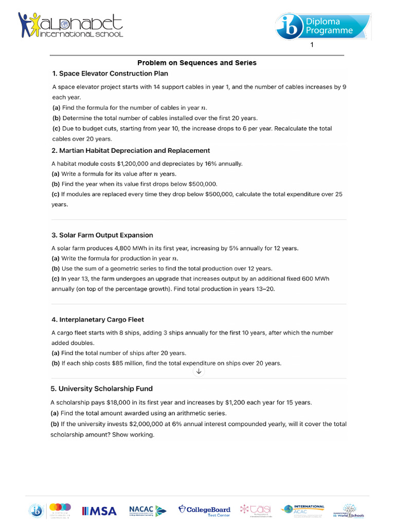 Worksheet on Sequences & Series (2) | PDF