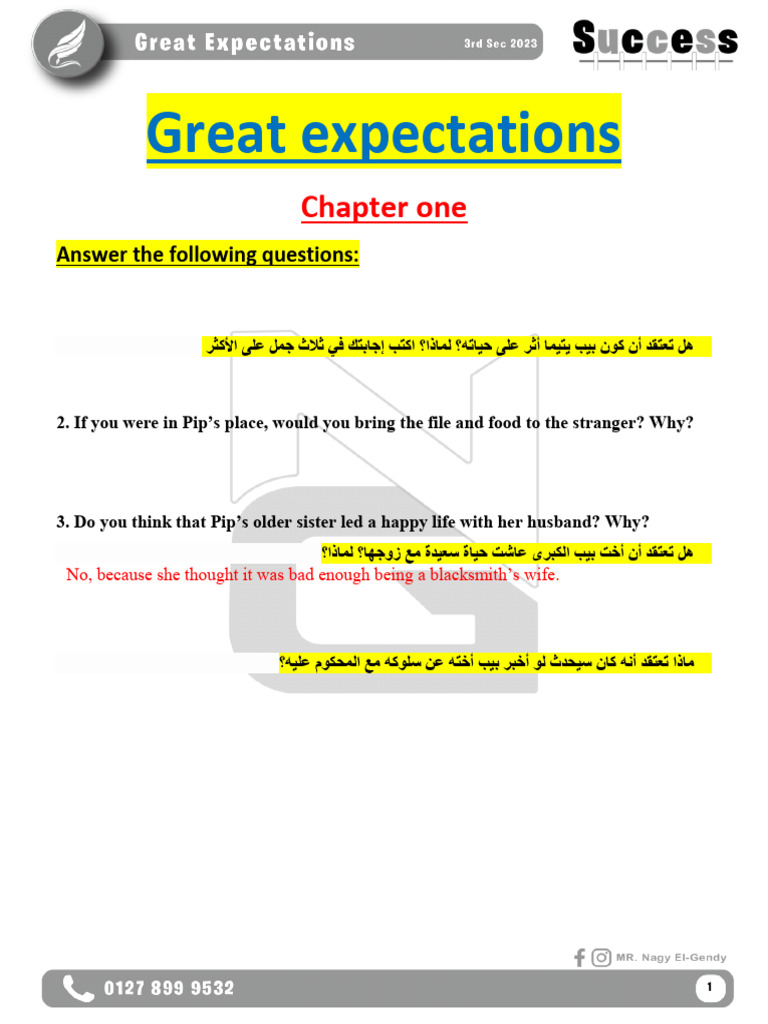 Chapter 1 Q&A for Great Expectations | PDF | Estella (Great Expectations)