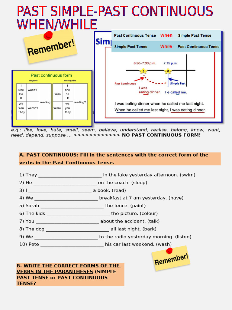 Past Simple and Past Continuous Whenwhile Grammar Drills 141909 | PDF ...