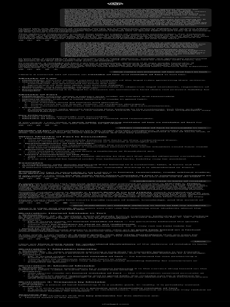 Mistake Defence in Tort | PDF