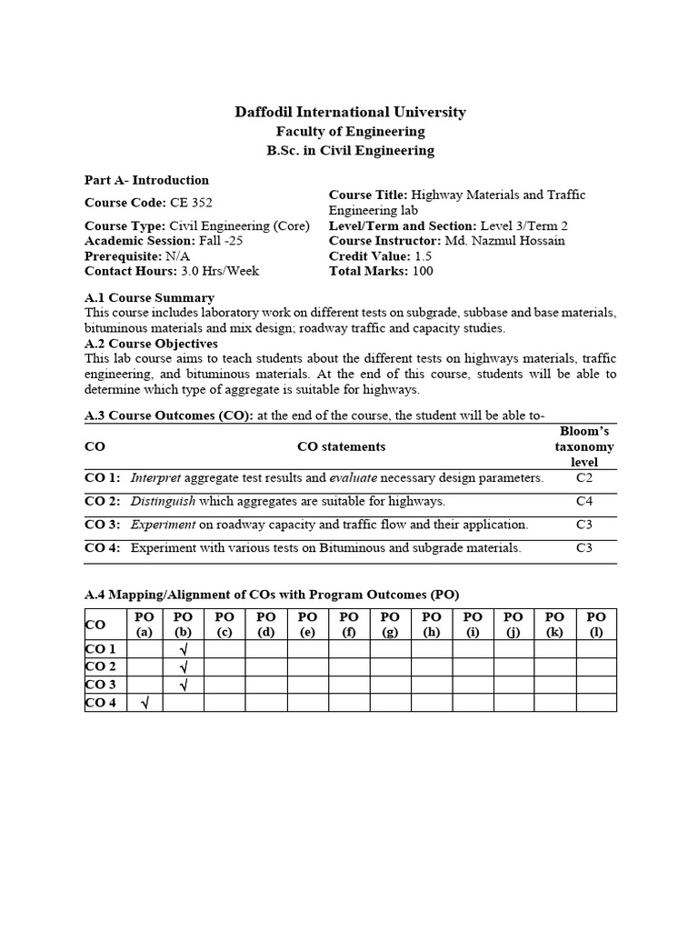 CE 352 Highway Materials and Traffic Engineering Lab | PDF | Ductility