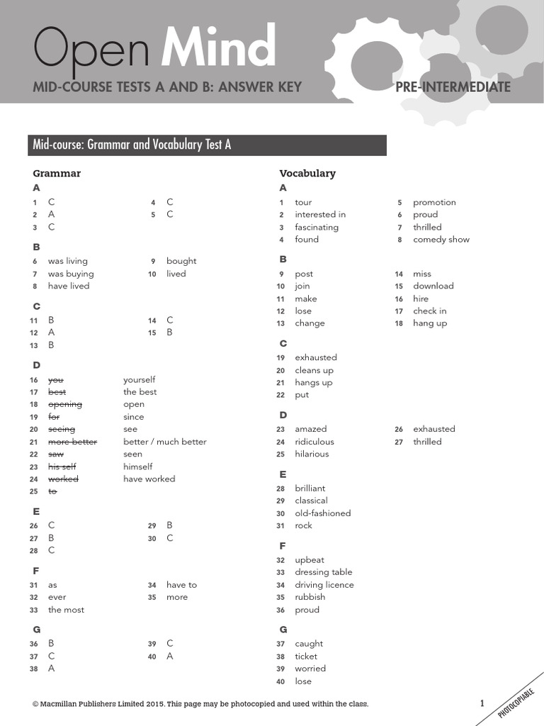 Mid-Course Test Answer Key | PDF | Linguistics | Human Communication