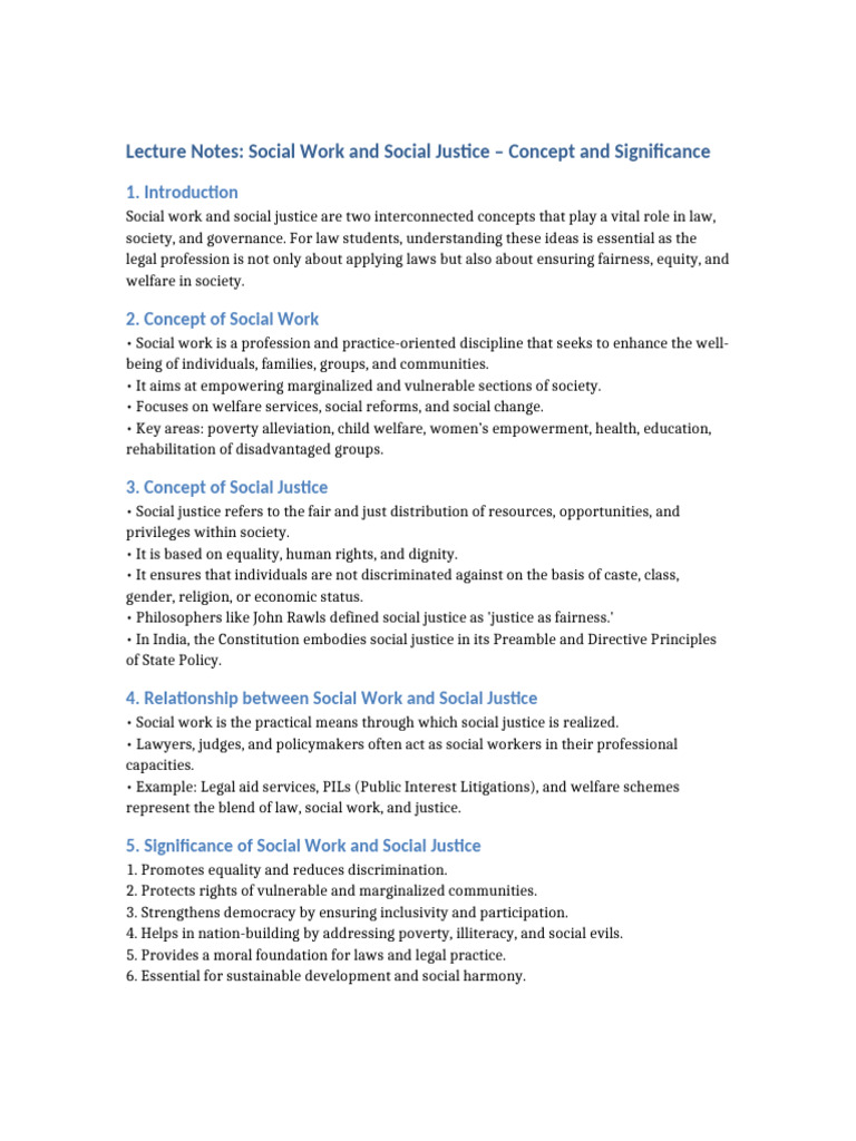 Social Work and Social Justice Lecture Notes | PDF | Social Justice ...