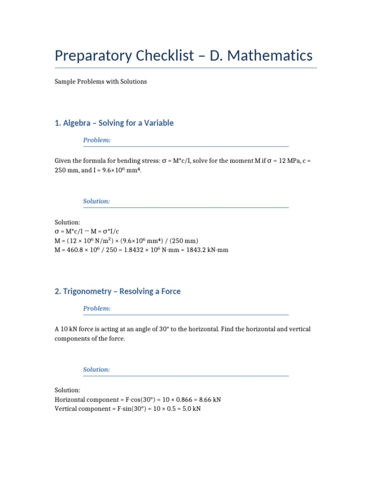 Math Preparatory Problems | PDF