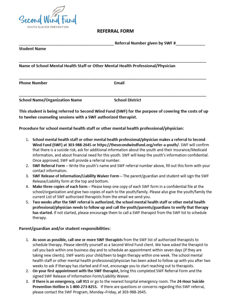 Arya Choudhary Referral Form | PDF | Mental Health | Health Care