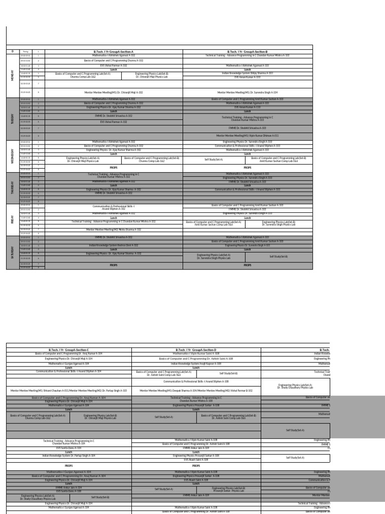 QST First Year Time Table Odd Sem 2025-26 - Wef - 01!09!2025 | PDF | Engineering | Physics