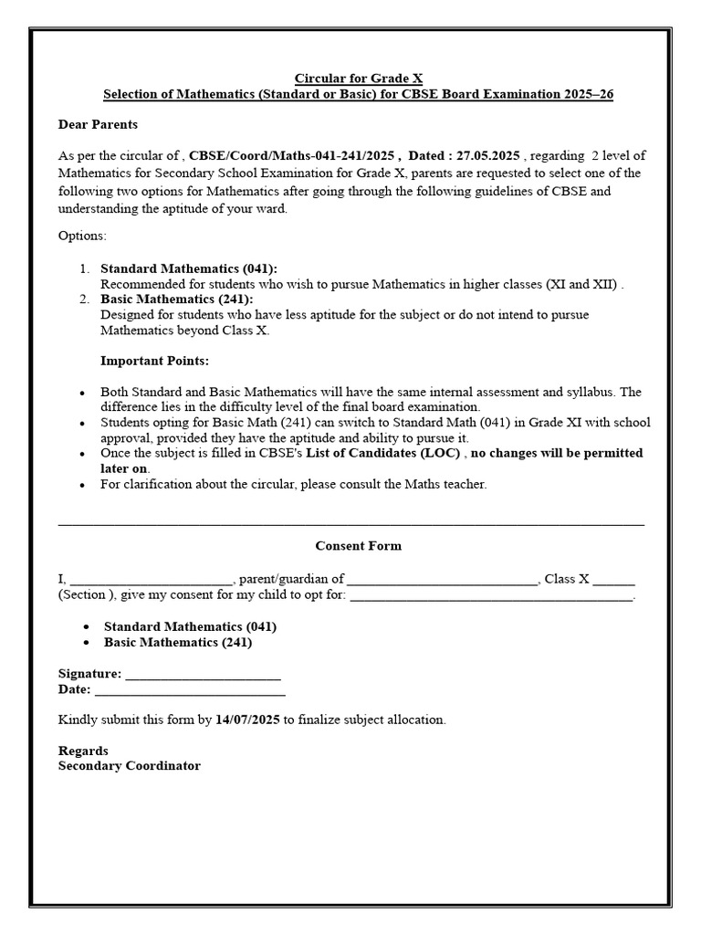 Maths Standard & Basic 2025-26 | PDF