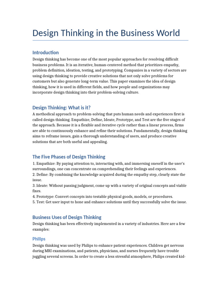 Design Thinking Business World | PDF | Design Thinking | Thought
