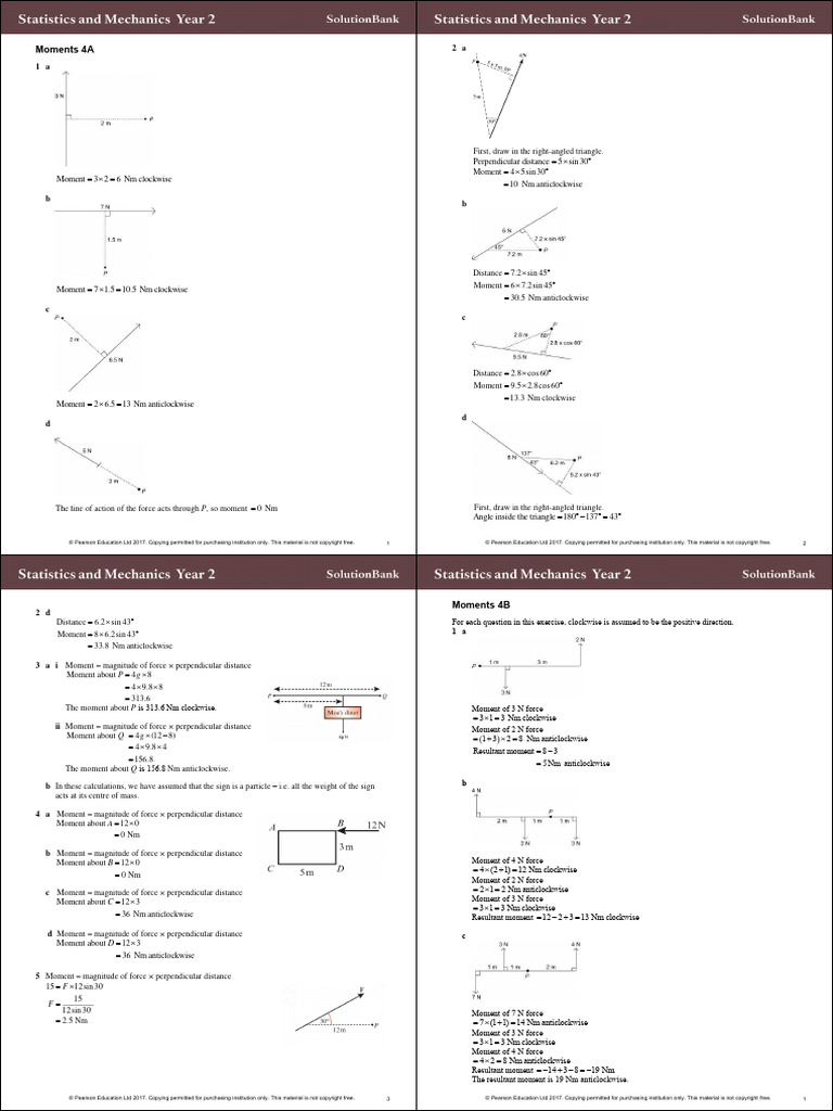 Calculating Moments in Physics Exercises | PDF | Force | Mechanics