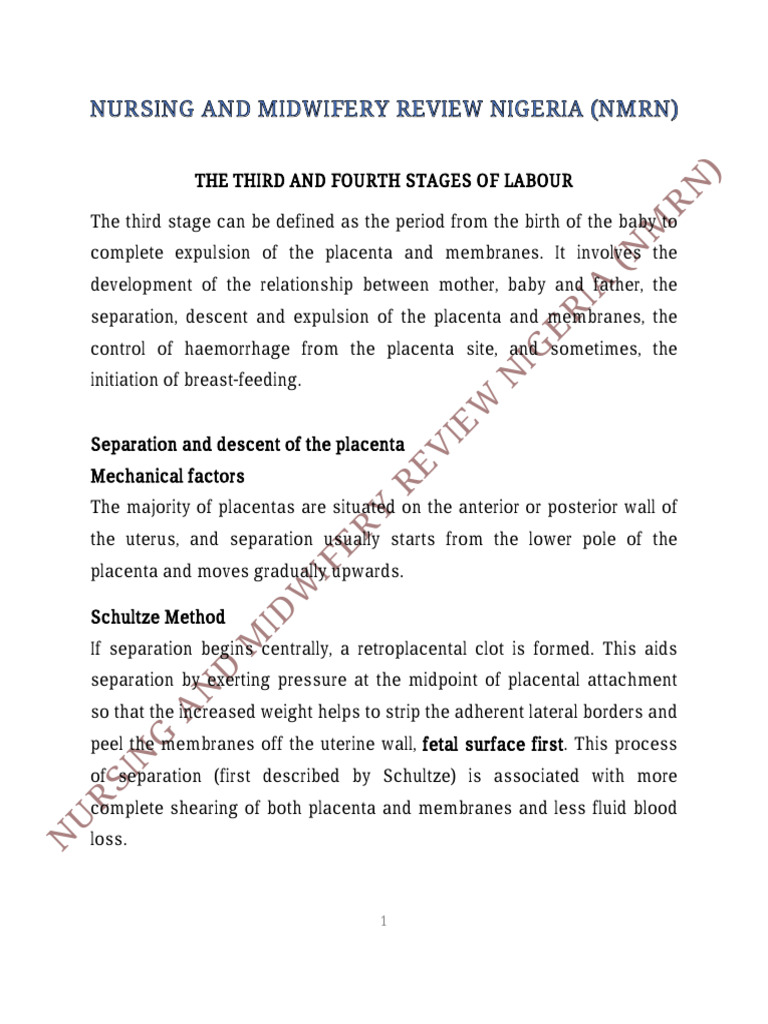 Third & Fourth Stages of Labour NMRN | PDF | Childbirth | Uterus