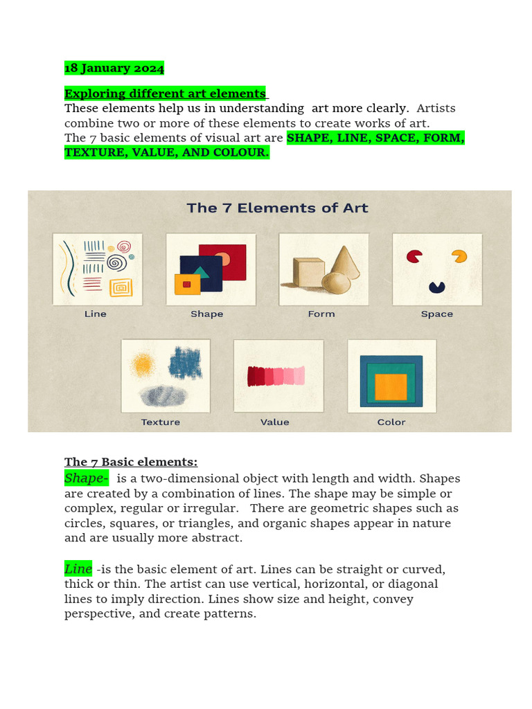 The 7 Basic Art Elements | PDF