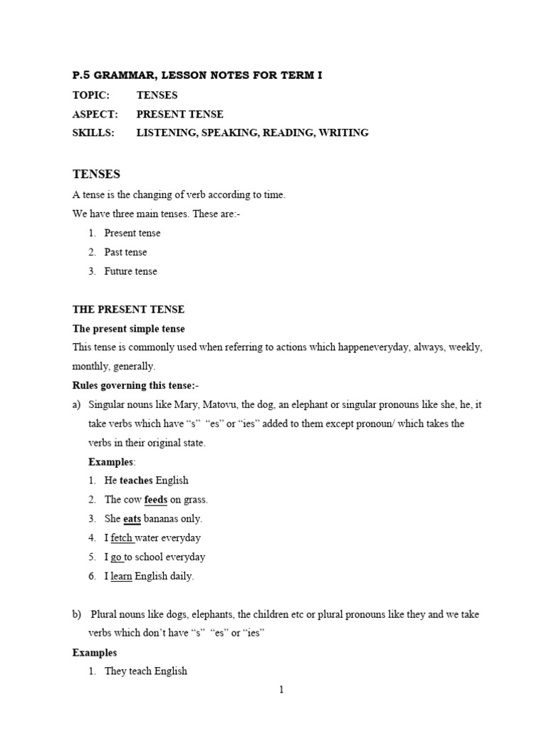 Present Tense Grammar Guide | PDF | Grammatical Tense | Verb