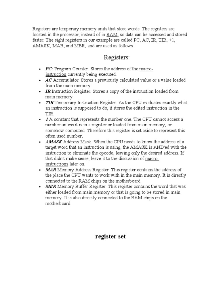 Computer Registers | PDF | Instruction Set | Central Processing Unit