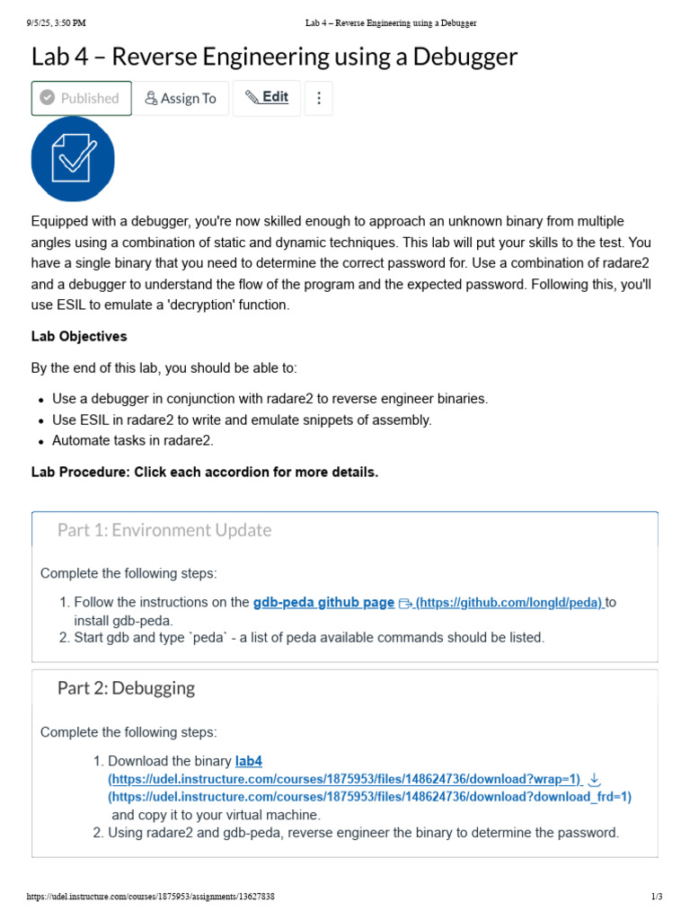 Lab 4 - Reverse Engineering Using A Debugger | PDF | Computer Science | Computer Engineering