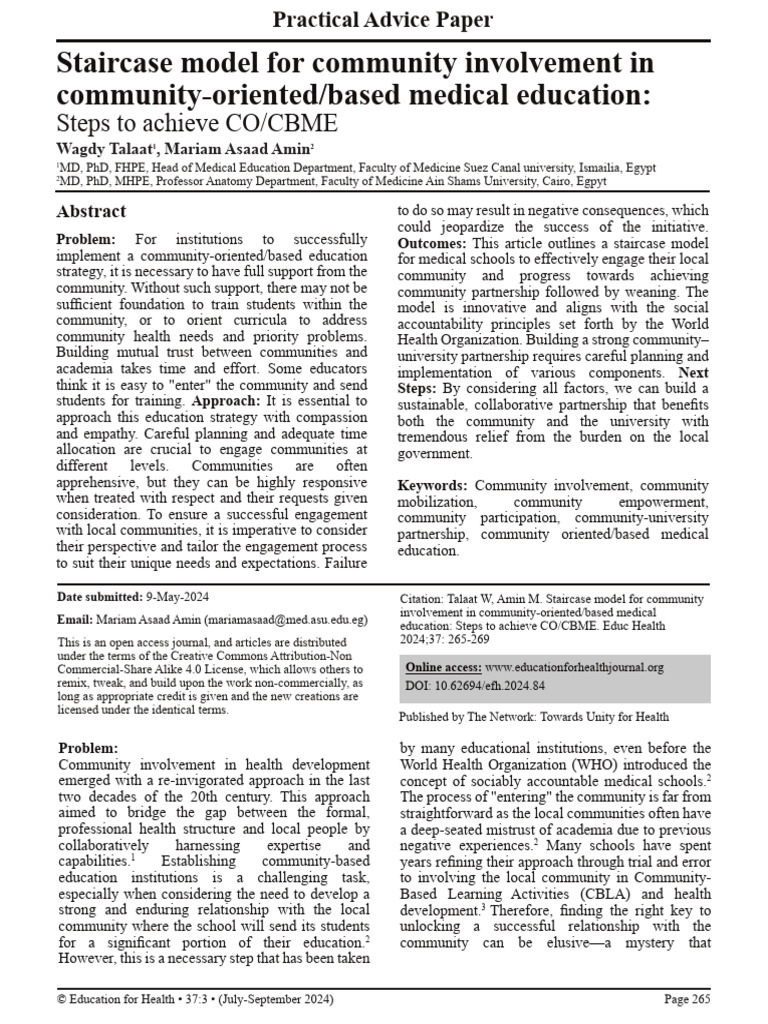Staircase Model for Community-Based Education | PDF | Community | Non ...