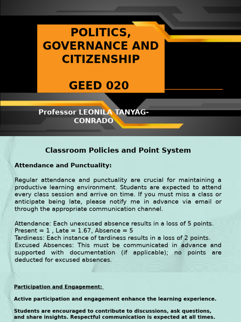 Week 1 Politics Governance and Citizenship Introduction | PDF | Governance