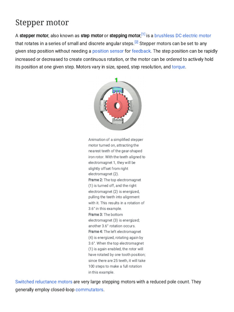 Stepper Motor - Wikipedia | PDF | Electric Motor | Magnetic Devices