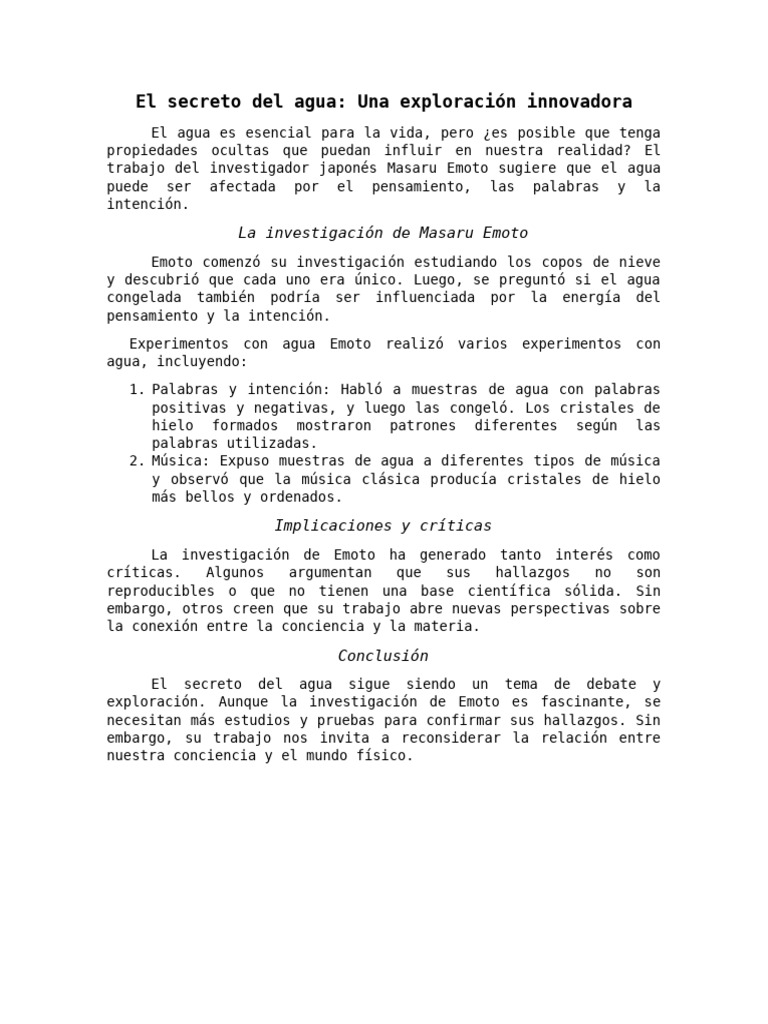 El Secreto Del Agua | PDF
