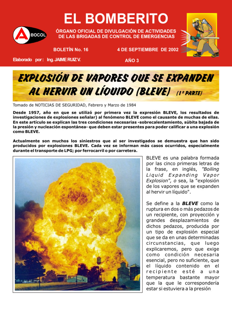 Causas y condiciones de explosiones BLEVE | PDF | Gas de petróleo ...