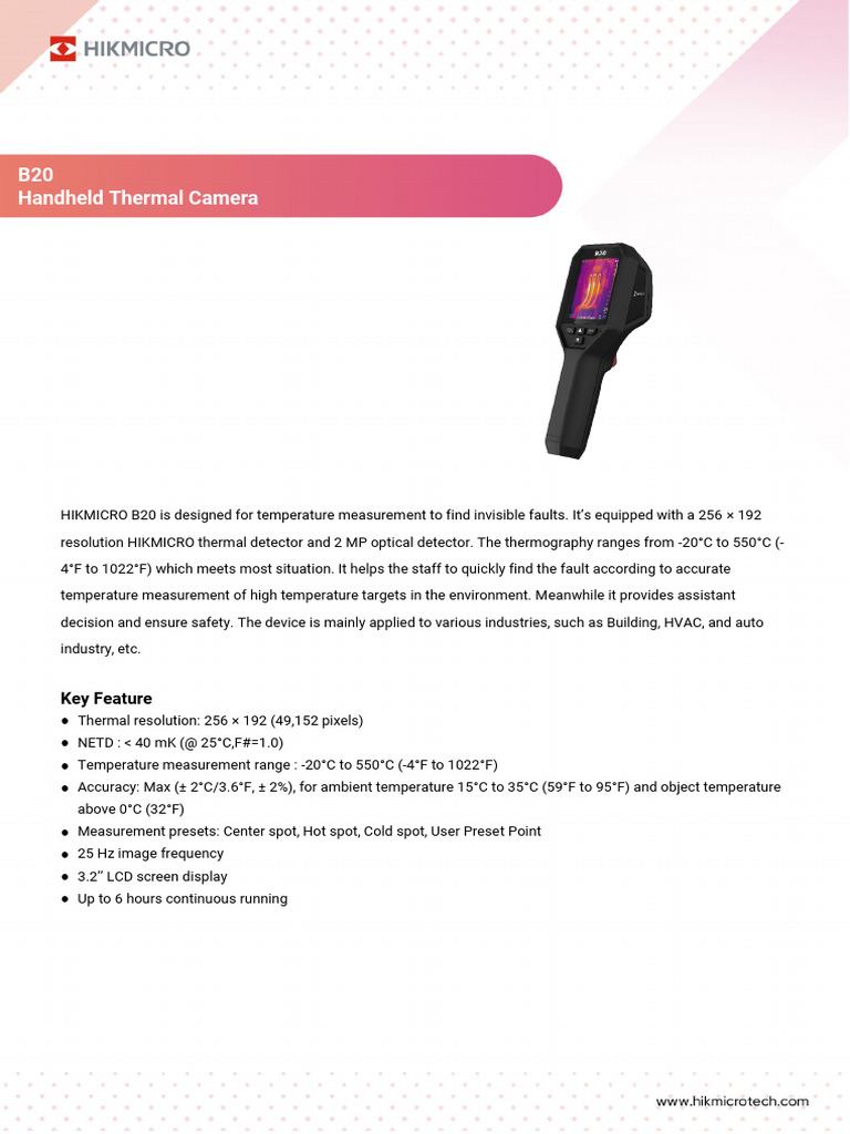 HIKMICRO B20 Handheld Thermal Camera | PDF | Thermography | Imaging