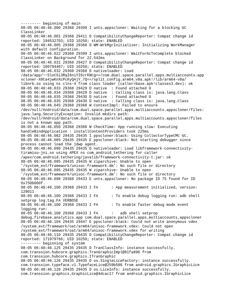 Android App Cloner Debug Log Analysis | PDF | Android (Operating System) | Software