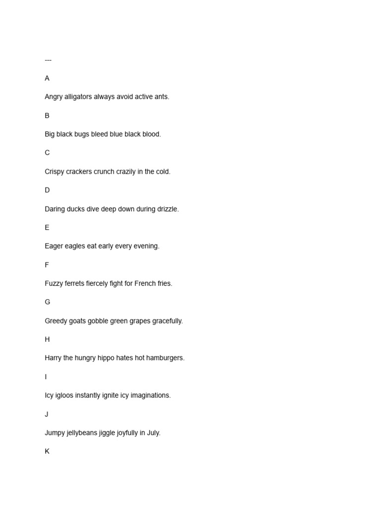 Alphabetical Animal Alliterations | PDF