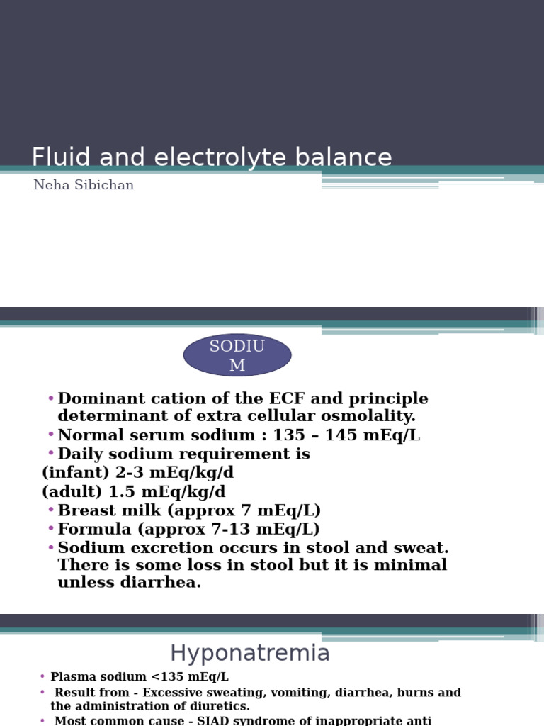 Fluid and Electrolyte Balance | PDF | Medical Specialties