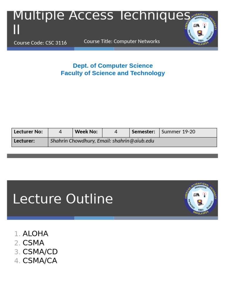 Multiple Access Techniques in Networks | PDF | Network Architecture ...