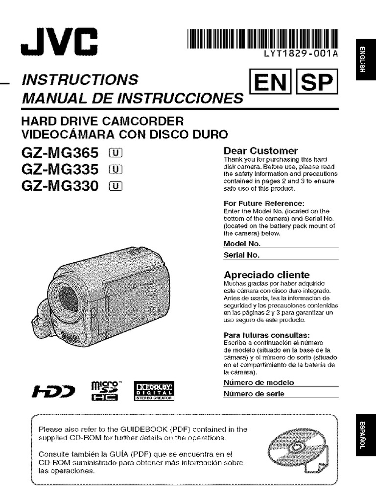 JVC Everio GZ-MG330 User Manual | PDF | Personal Computers | Camera