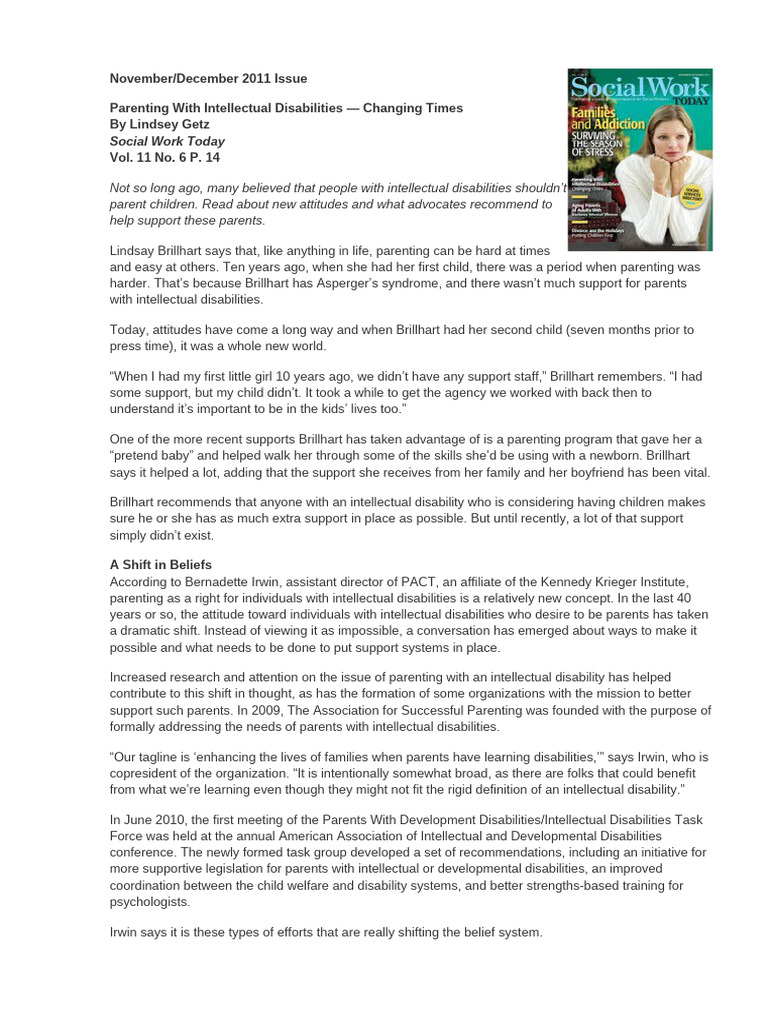 Supporting Parents with Disabilities | PDF | Intellectual Disability ...