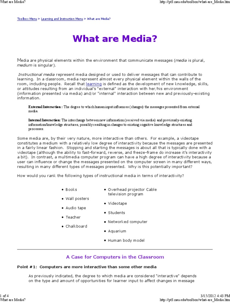 What Are Media | PDF | Interactivity | Multimedia
