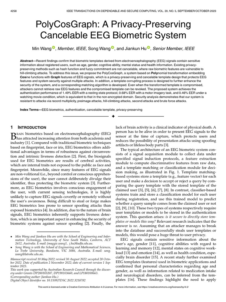 PolyCosGraph A Privacy-Preserving Cancelable EEG Biometric System | PDF | Biometrics ...