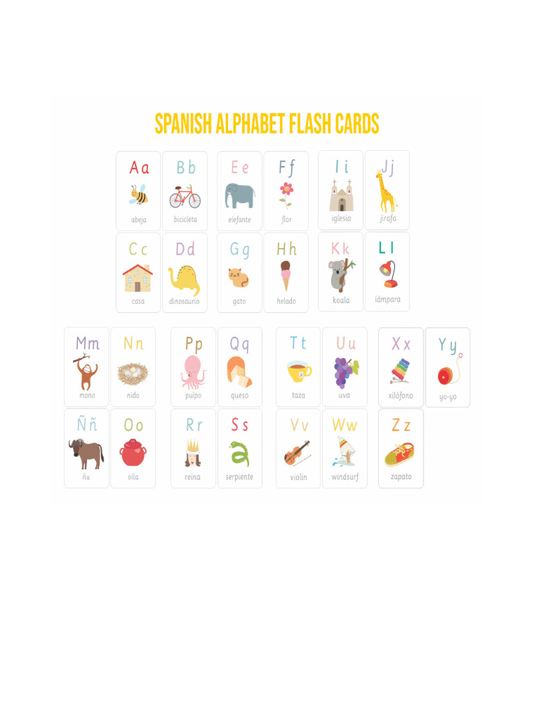 Free Printable Spanish Alphabet Flash Cards 20397.Jpg | PDF